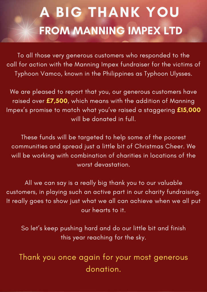 A BIG THANK YOU FROM MANNING IMPEX LTD - Manning Impex